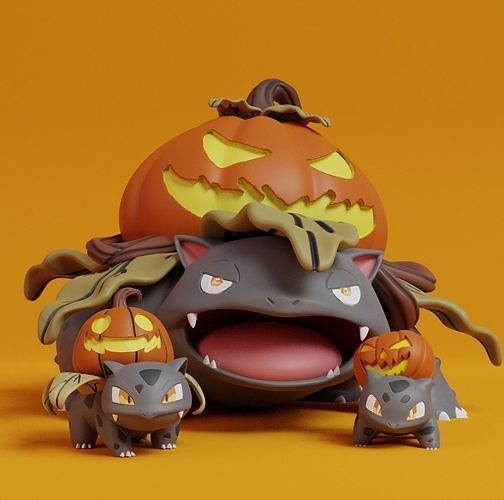 Pokemon - Bulbasaur Ivysaur and Venusaur Halloween with 2 poses 3D ...
