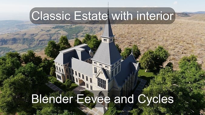 3D model Classic Estate with interior for Blender Eevee and Cycles VR ...