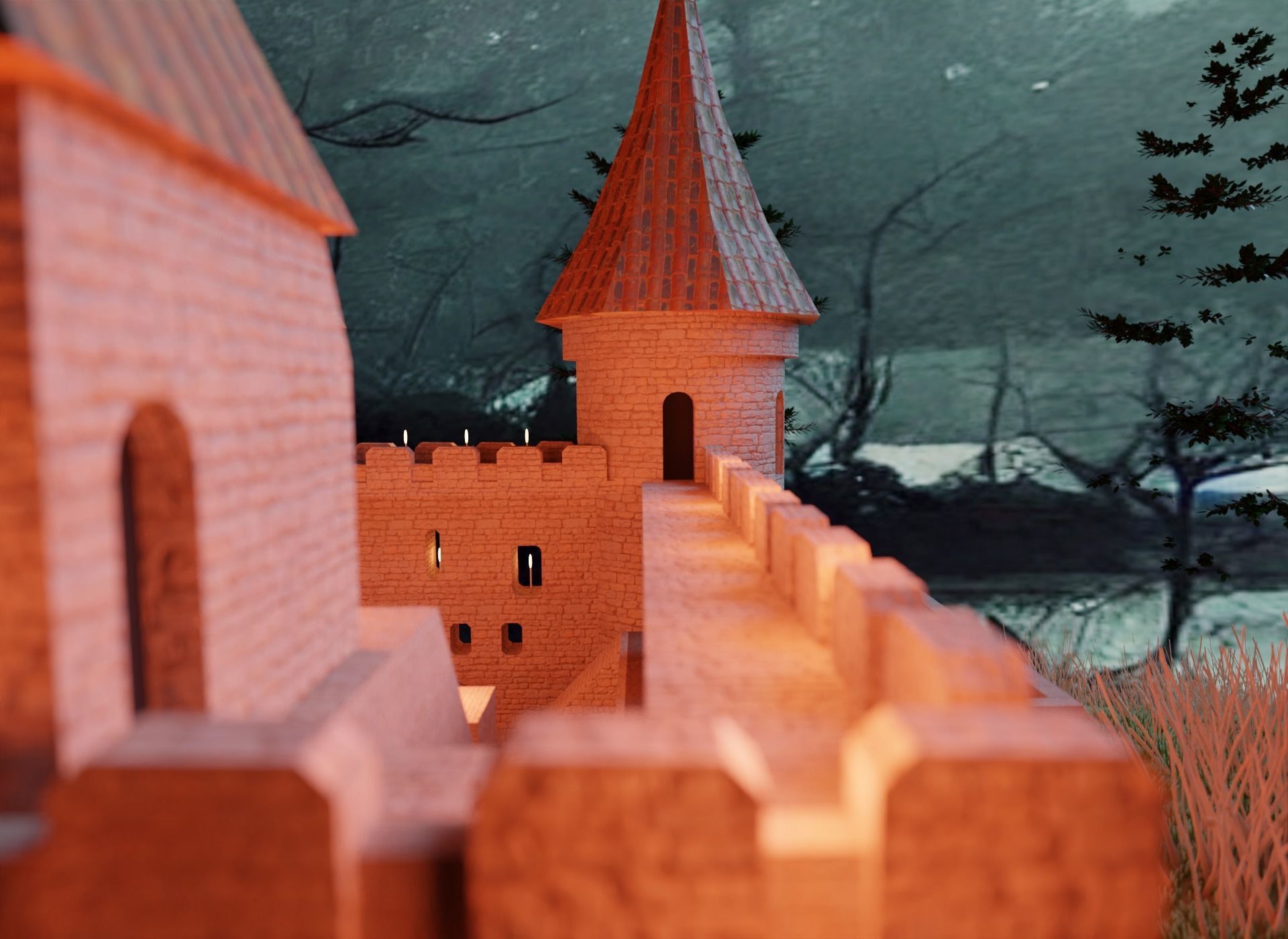3D model 3D Low Poly Medieval Castle Scene VR / AR / low-poly | CGTrader