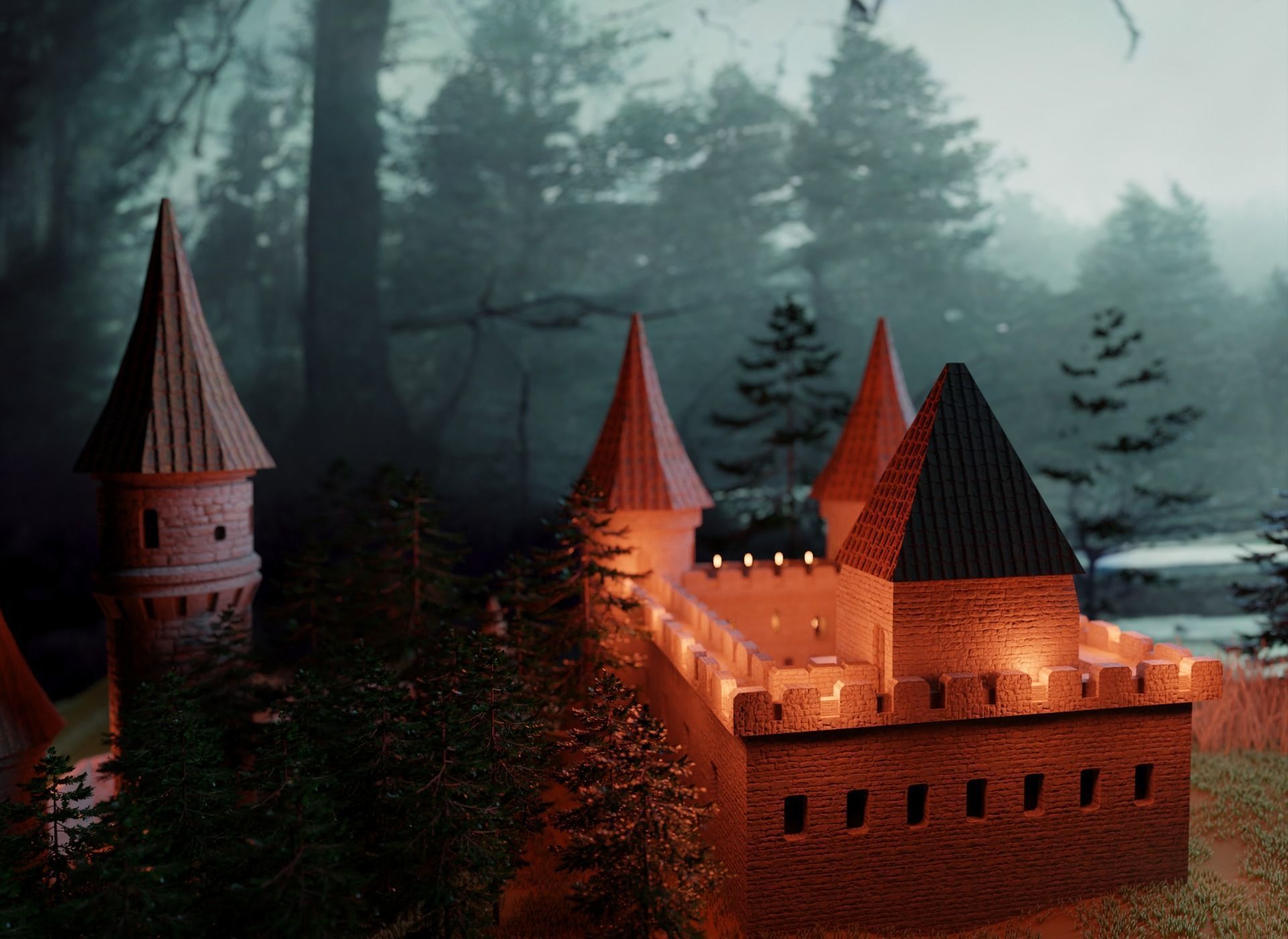 3D model 3D Low Poly Medieval Castle Scene VR / AR / low-poly | CGTrader