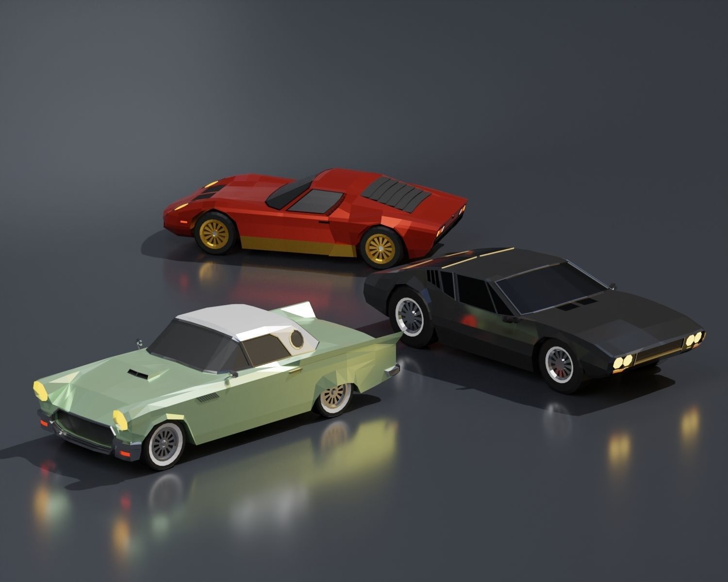 3D model Lowpoly Vintage Cars Pack 1960s VR / AR / low-poly | CGTrader
