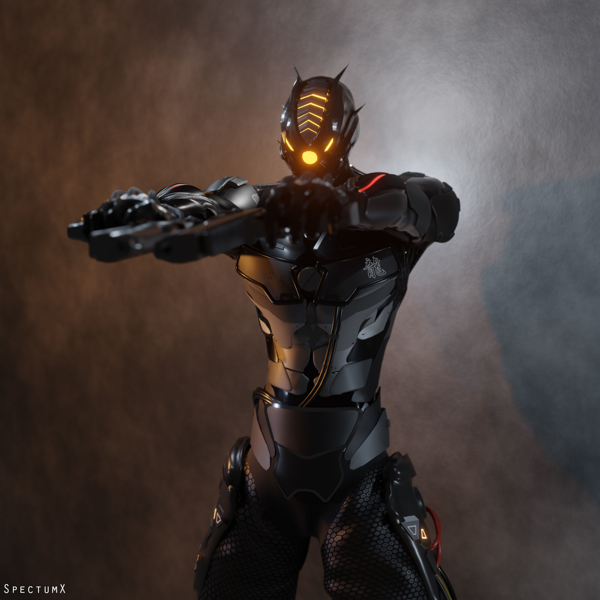 3D model Cyber Mercenary Character - Low-poly 3D Model VR / AR / low ...