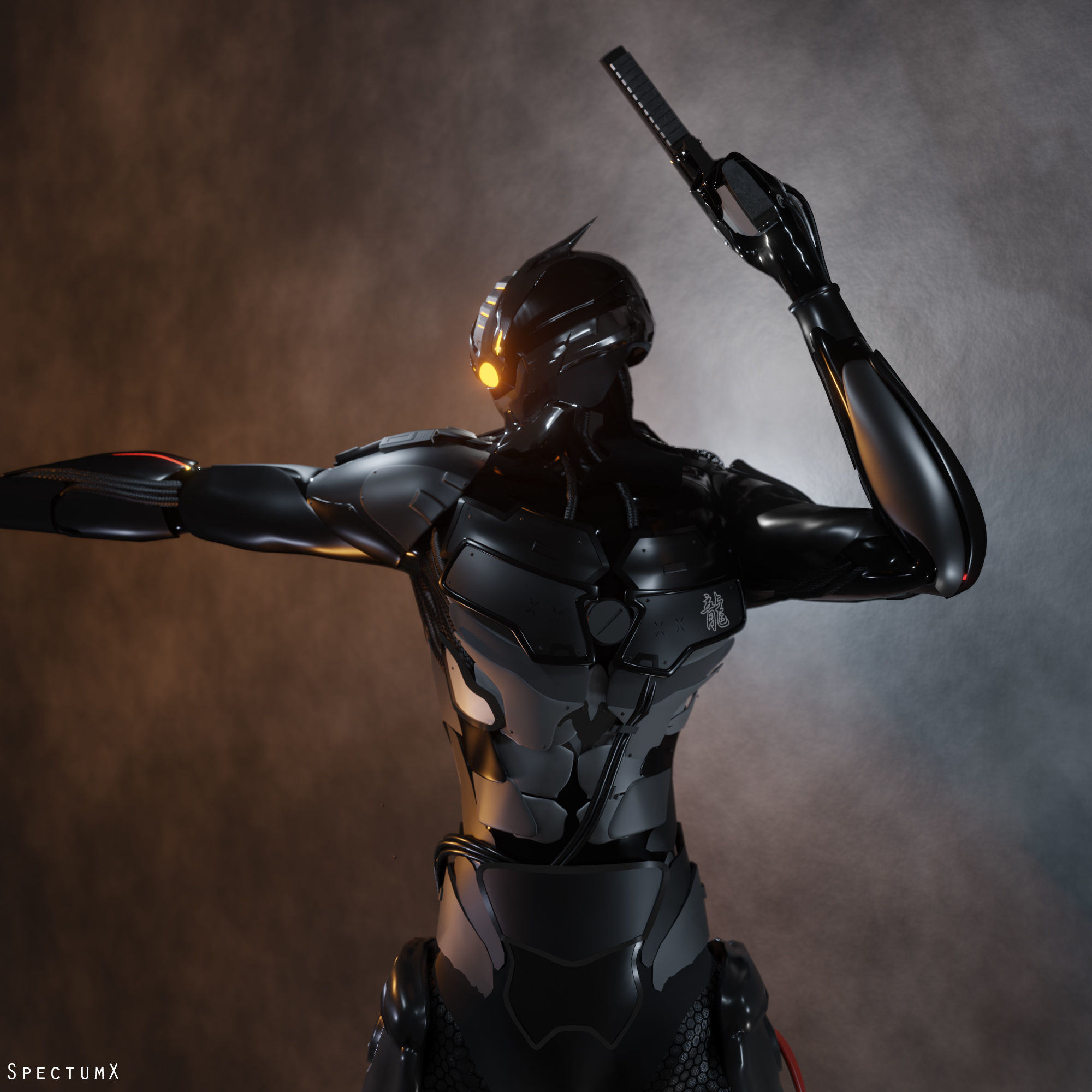 3D model Cyber Mercenary Character - Low-poly 3D Model VR / AR / low ...