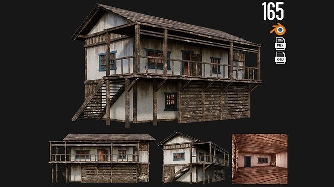 3D model Old House Building 4K Textures GameReady 165 VR / AR / low ...