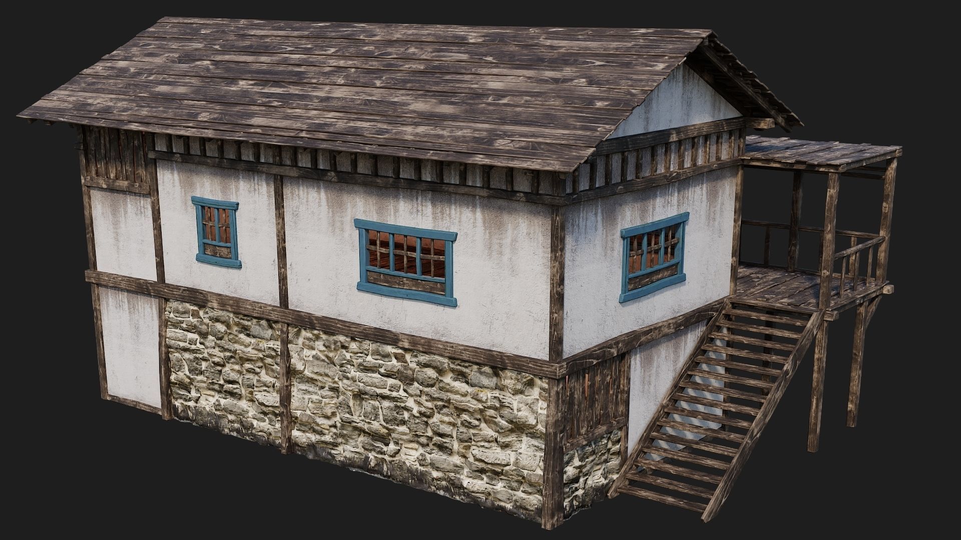 3D model Old House Building 4K Textures GameReady 165 VR / AR / low ...