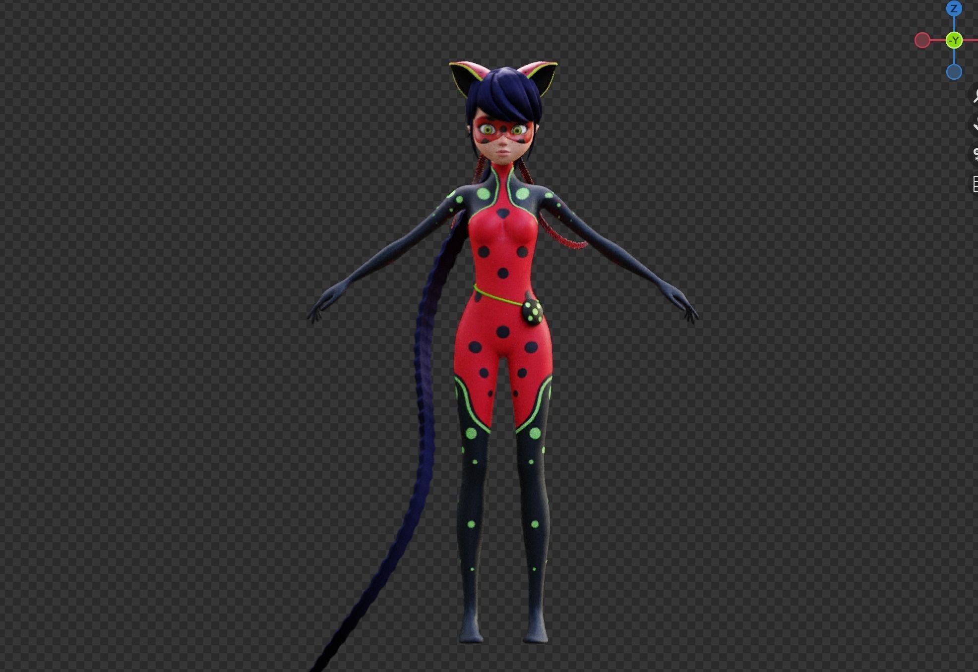 3D model MIRACULOUS LADYBUG - BUG NOIR animated rigged low-poly VR / AR ...