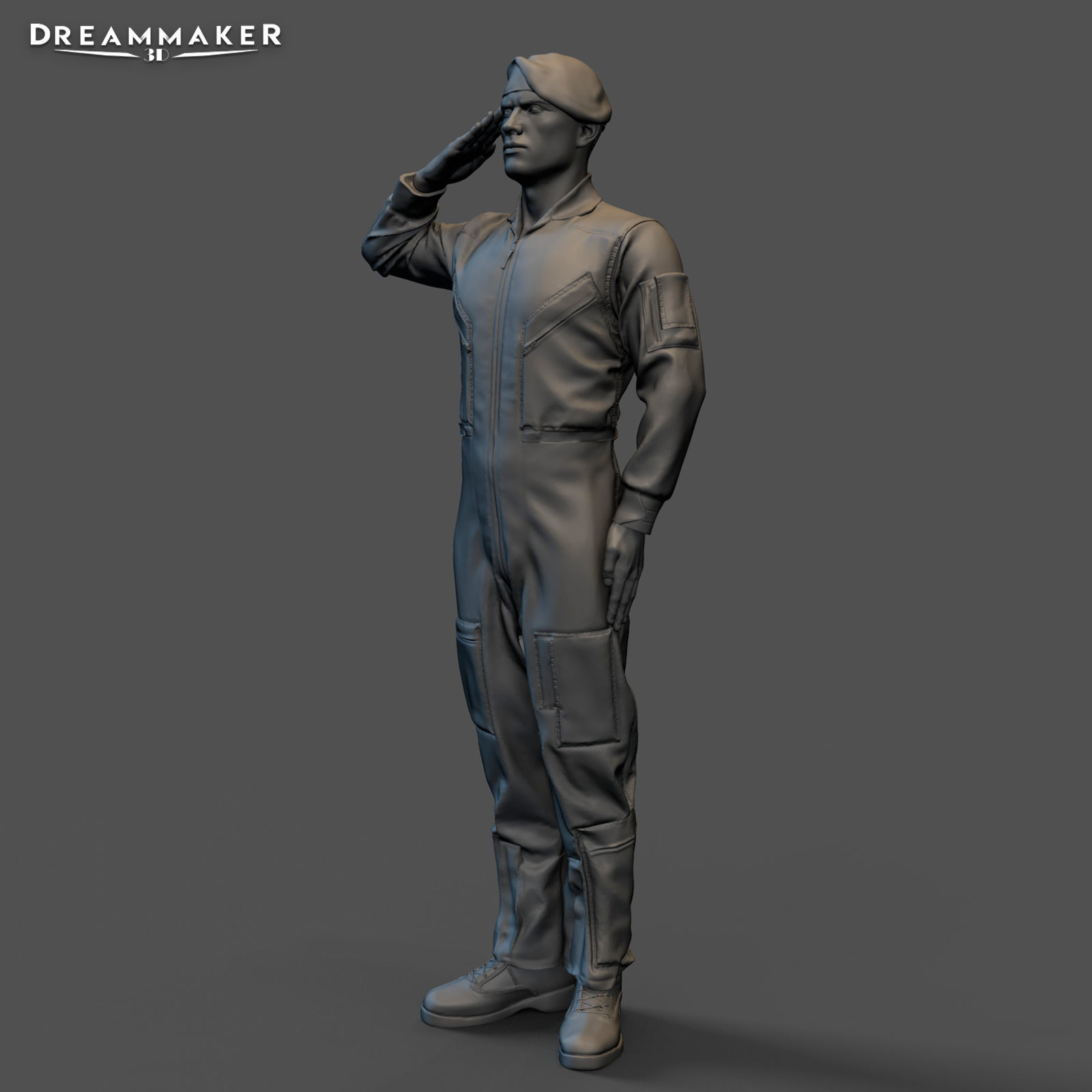 Fighter pilot saluting 3D model 3D printable | CGTrader