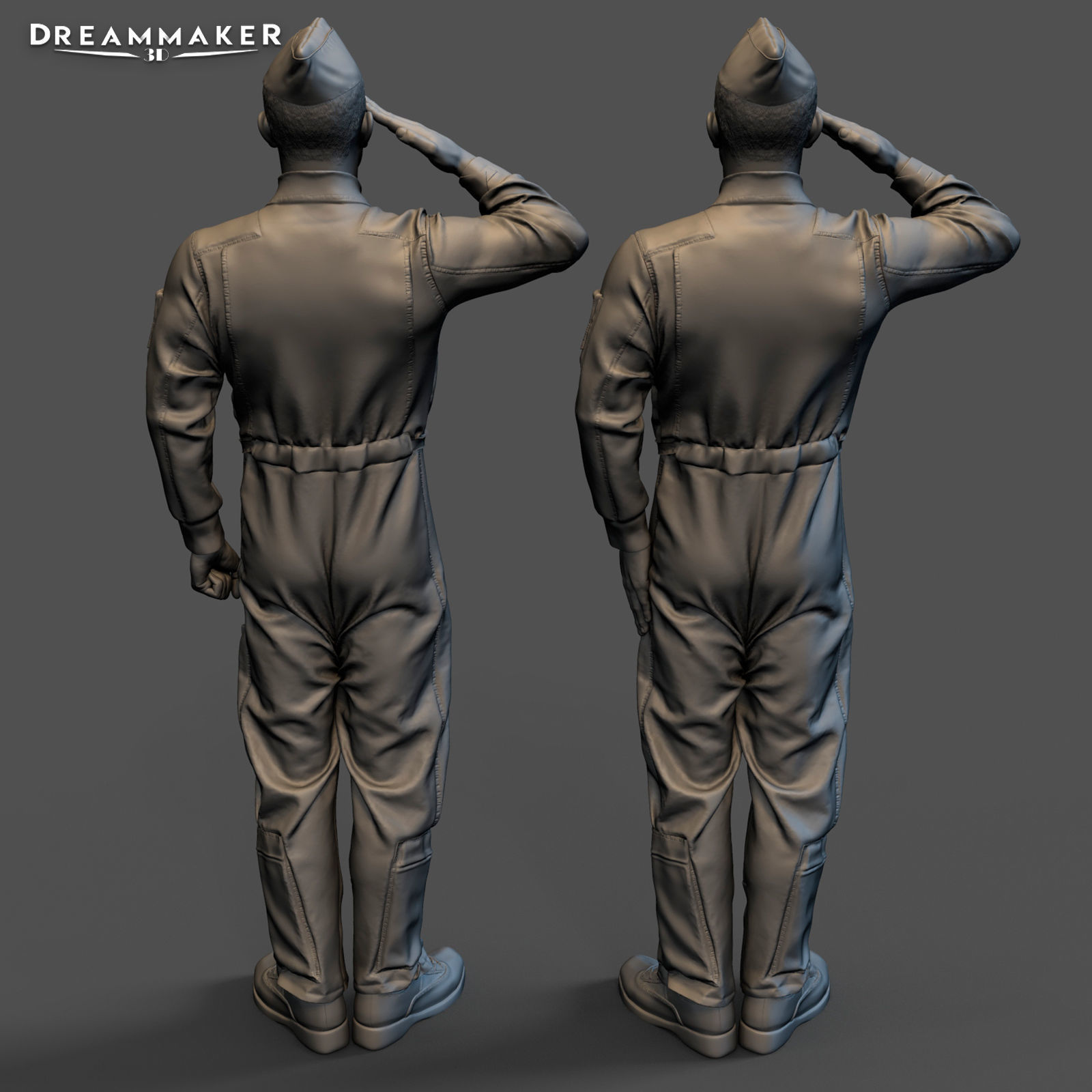 Fighter pilot saluting 3D model 3D printable | CGTrader