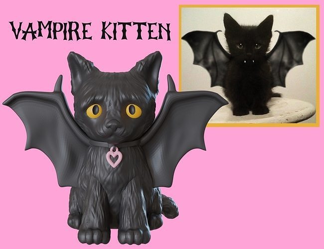 Halloween Vampire kitten 3D model 3D printable | CGTrader