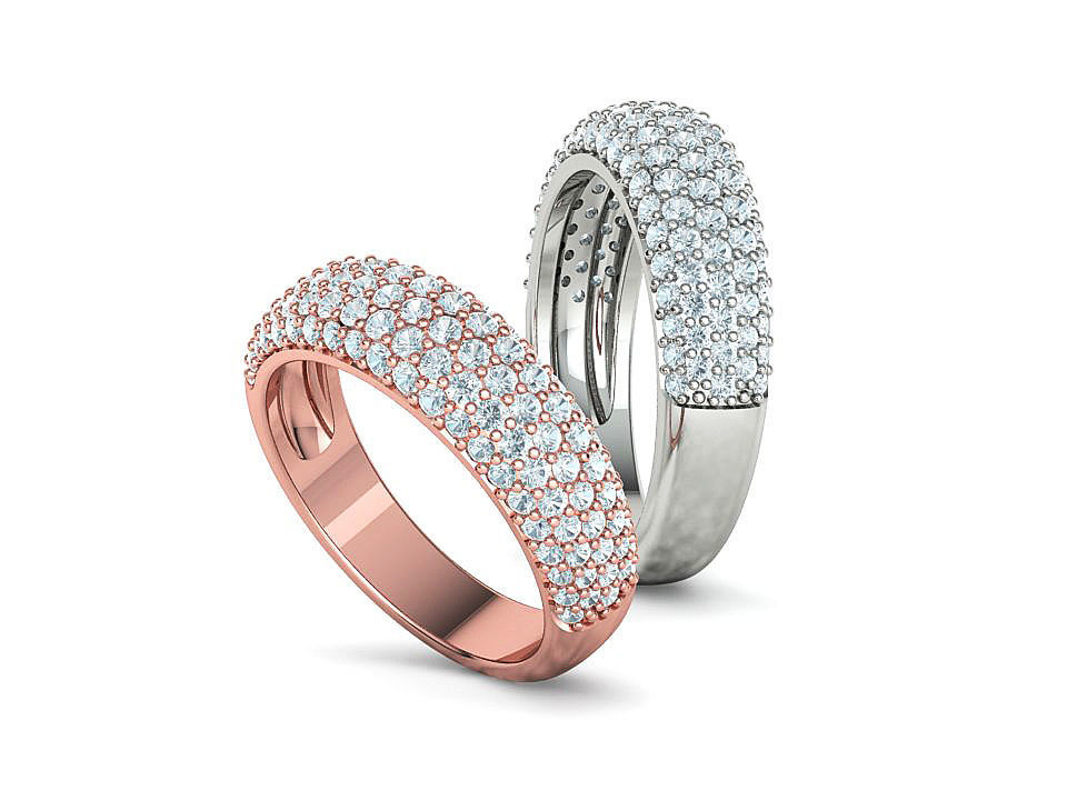 Dome Shaped Diamond Pave Ring 6mm wide 3dmodel 3D model 3D printable | CGTrader