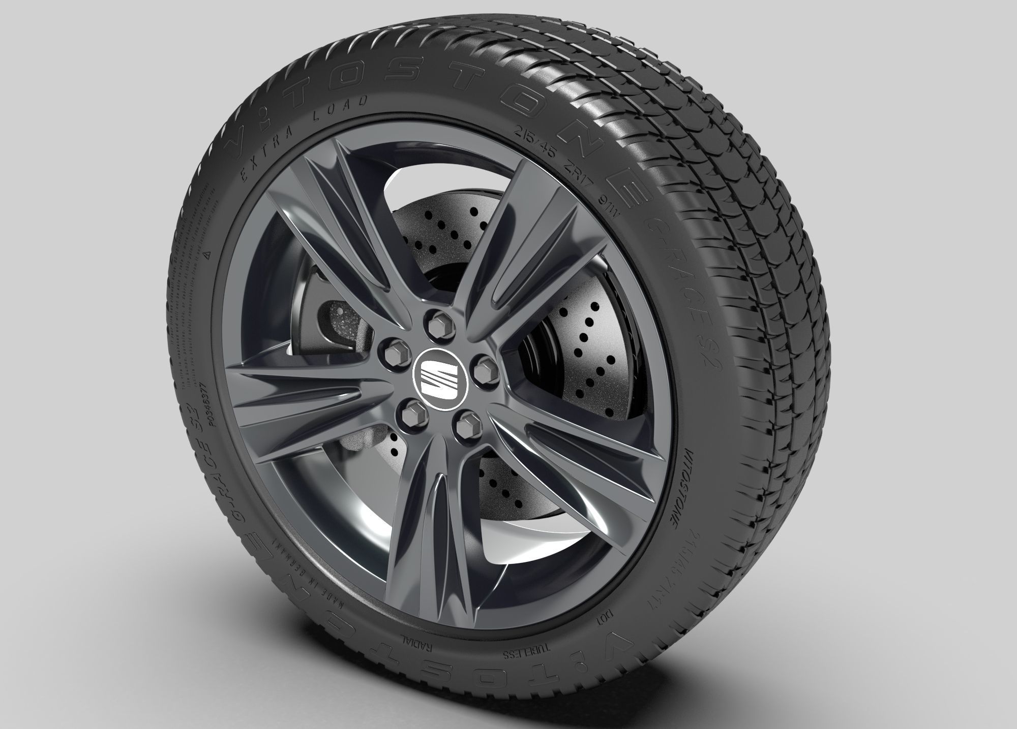 Orig 3D Seat VW rim wheel 7x17 BBS 4816 incl tyre and brake 3D model ...