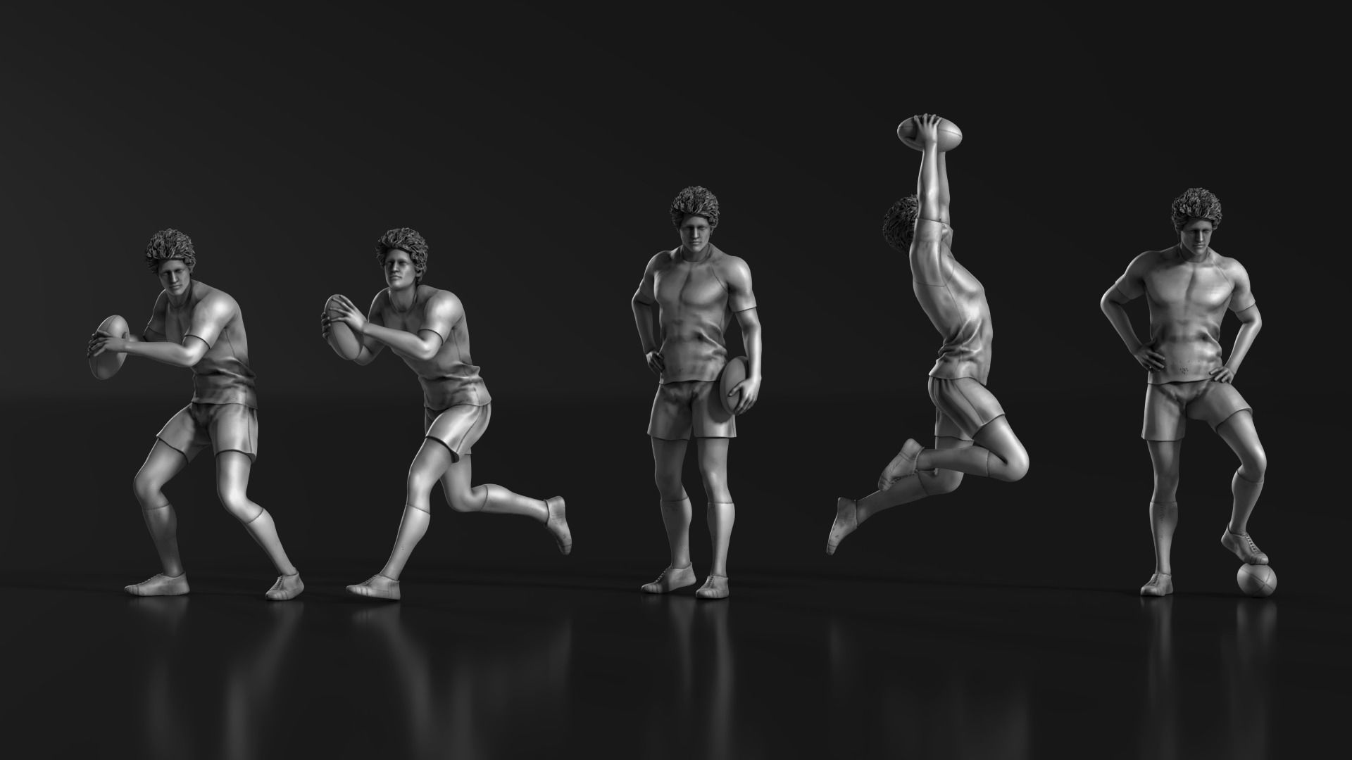 Rugby Poses 02 3D model 3D printable | CGTrader