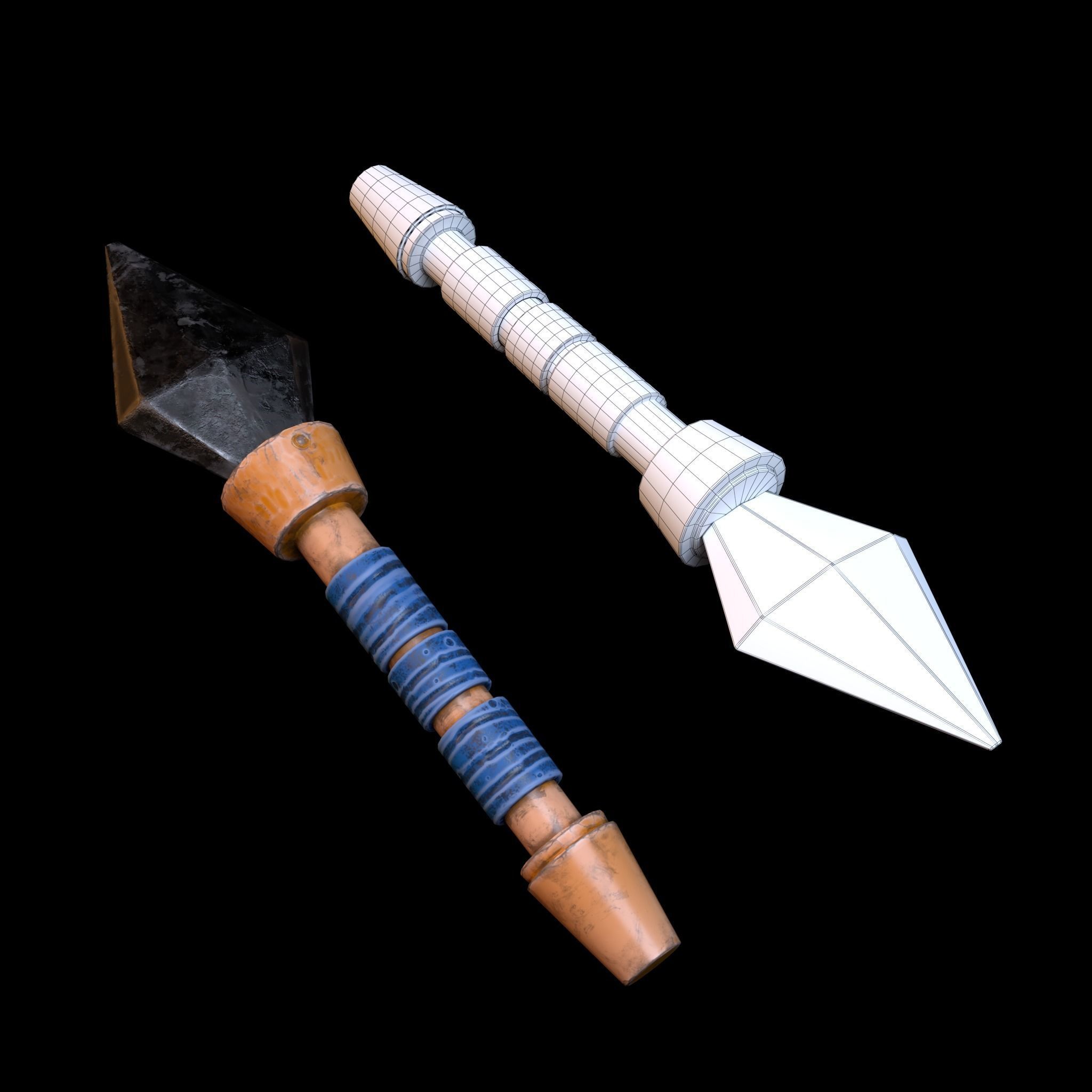 3D model Stylized Stone Dagger primitive stone lowpoly melee weapon ...