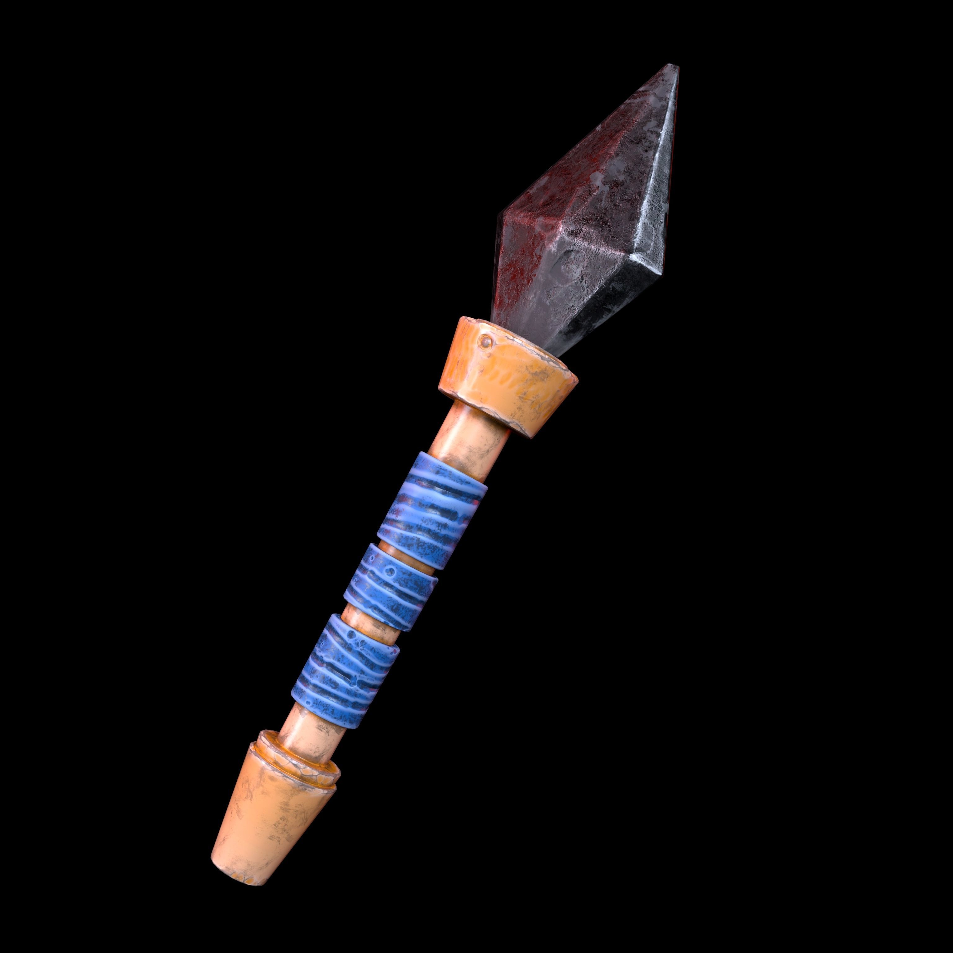 3D model Stylized Stone Dagger primitive stone lowpoly melee weapon ...
