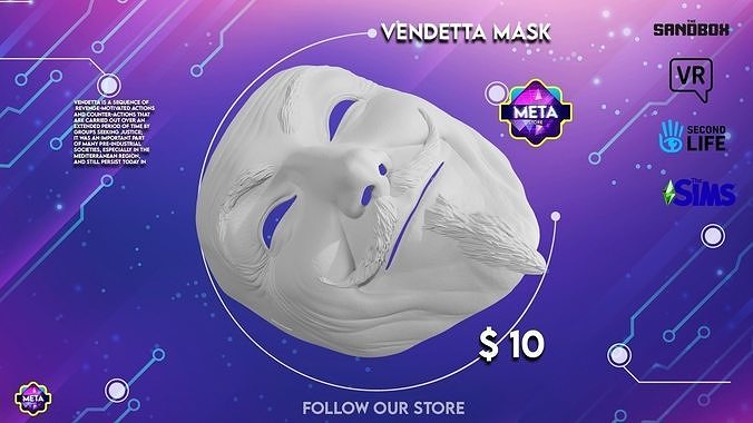 Vendetta Mask 3D print model 3D model 3D printable | CGTrader