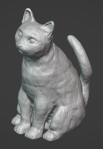Sculpted Sitting Cat free 3D model 3D printable | CGTrader