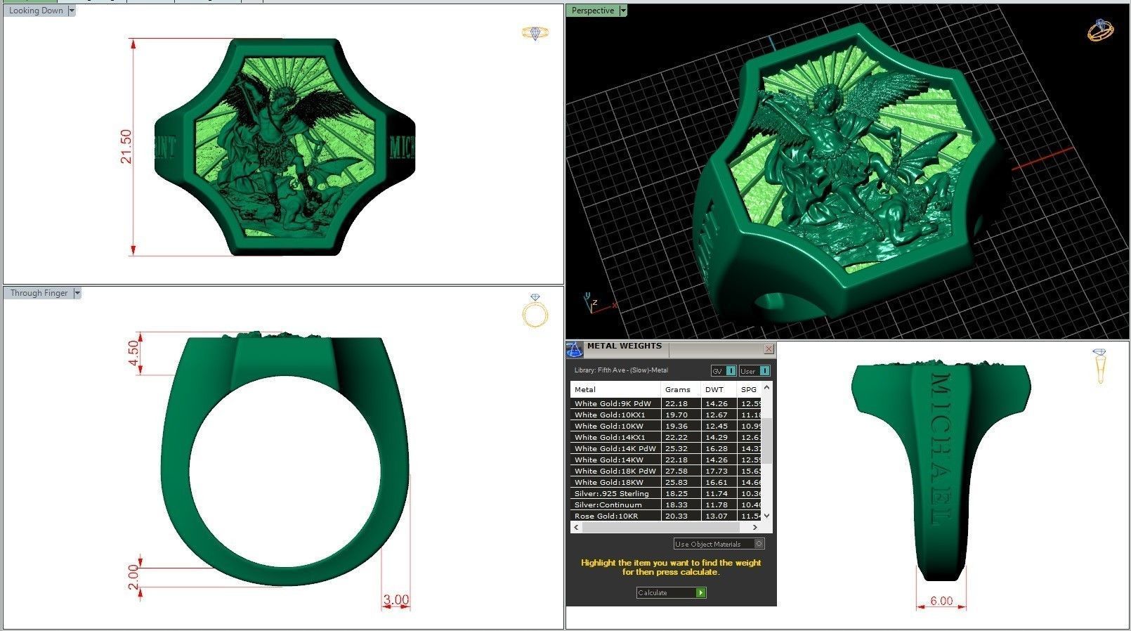 Archangel Michael Defeating Satan Basrelief Men Ring 3D model 3D ...