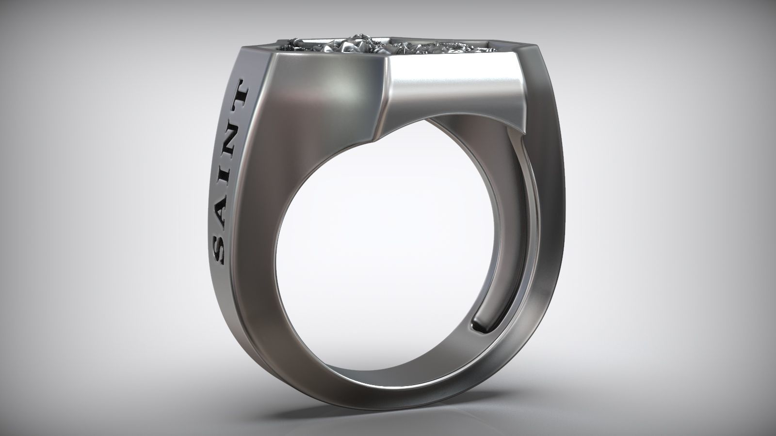 Archangel Michael Defeating Satan Basrelief Men Ring 3D model 3D ...