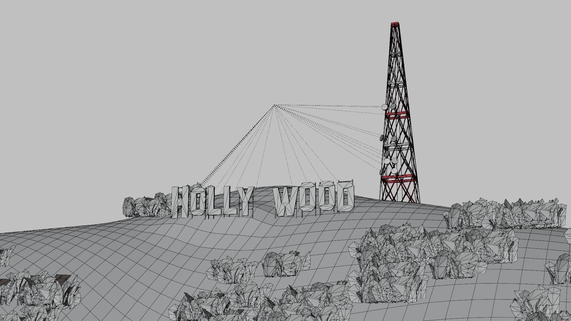 Los Angeles City Hollywood Sign Capitol Records USA California 3D model ...