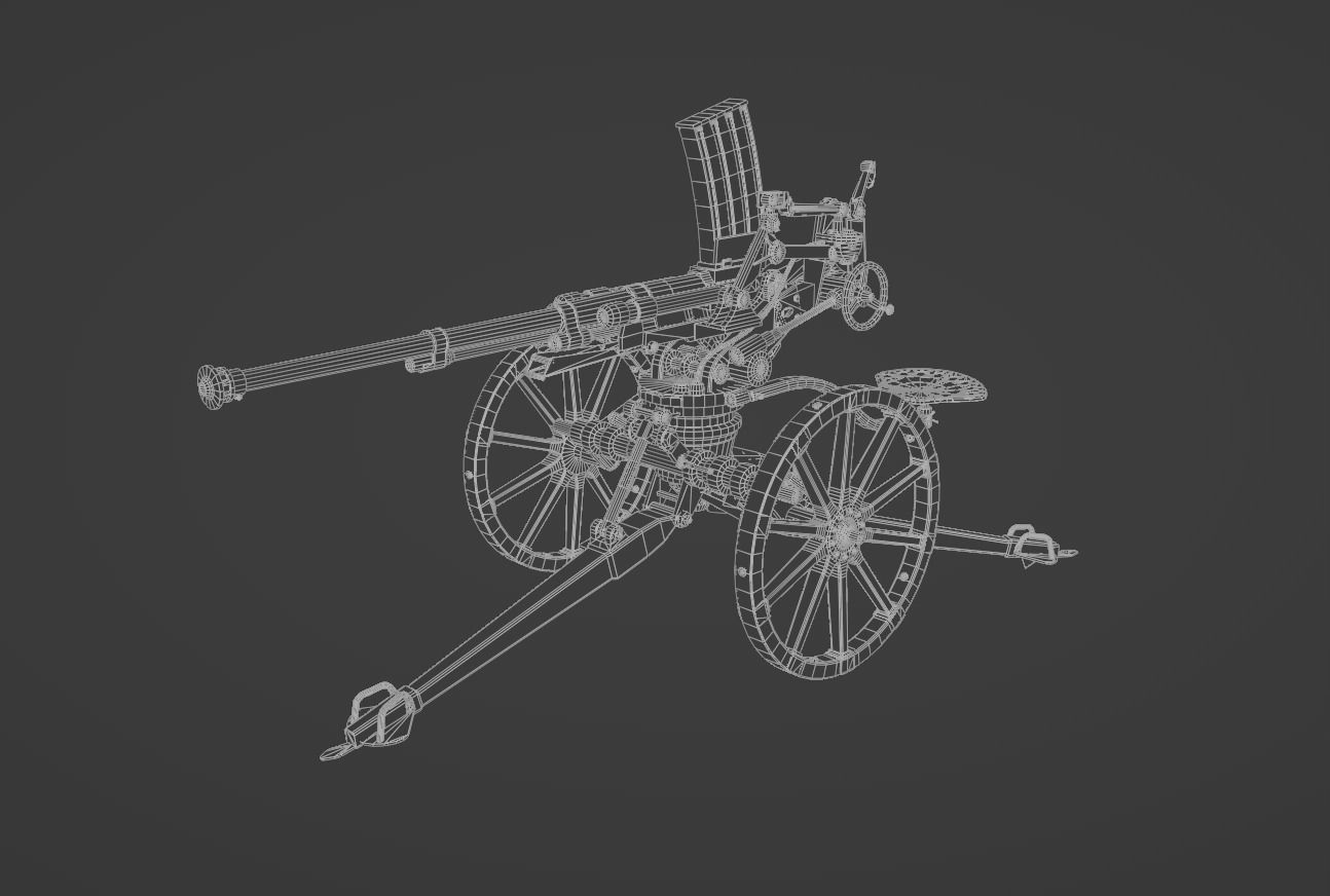 3D model Type 98 20 mm anti-aircraft machine cannon VR / AR / low-poly ...