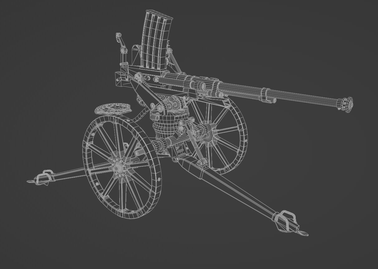 3D model Type 98 20 mm anti-aircraft machine cannon VR / AR / low-poly ...