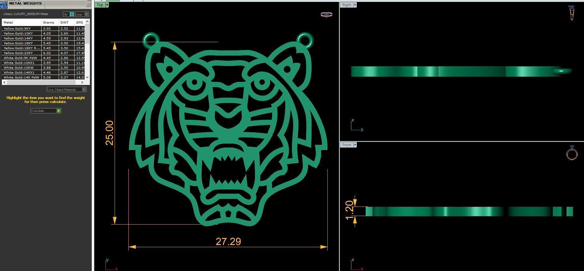 Tiger Face 3d pendent 3d Model and Render 3D model 3D printable | CGTrader