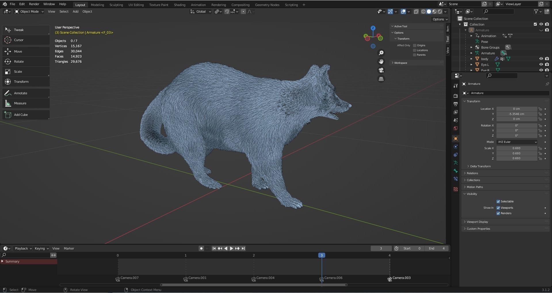 3D model Fur Raccoon Grey Rigged in Blender VR / AR / low-poly | CGTrader