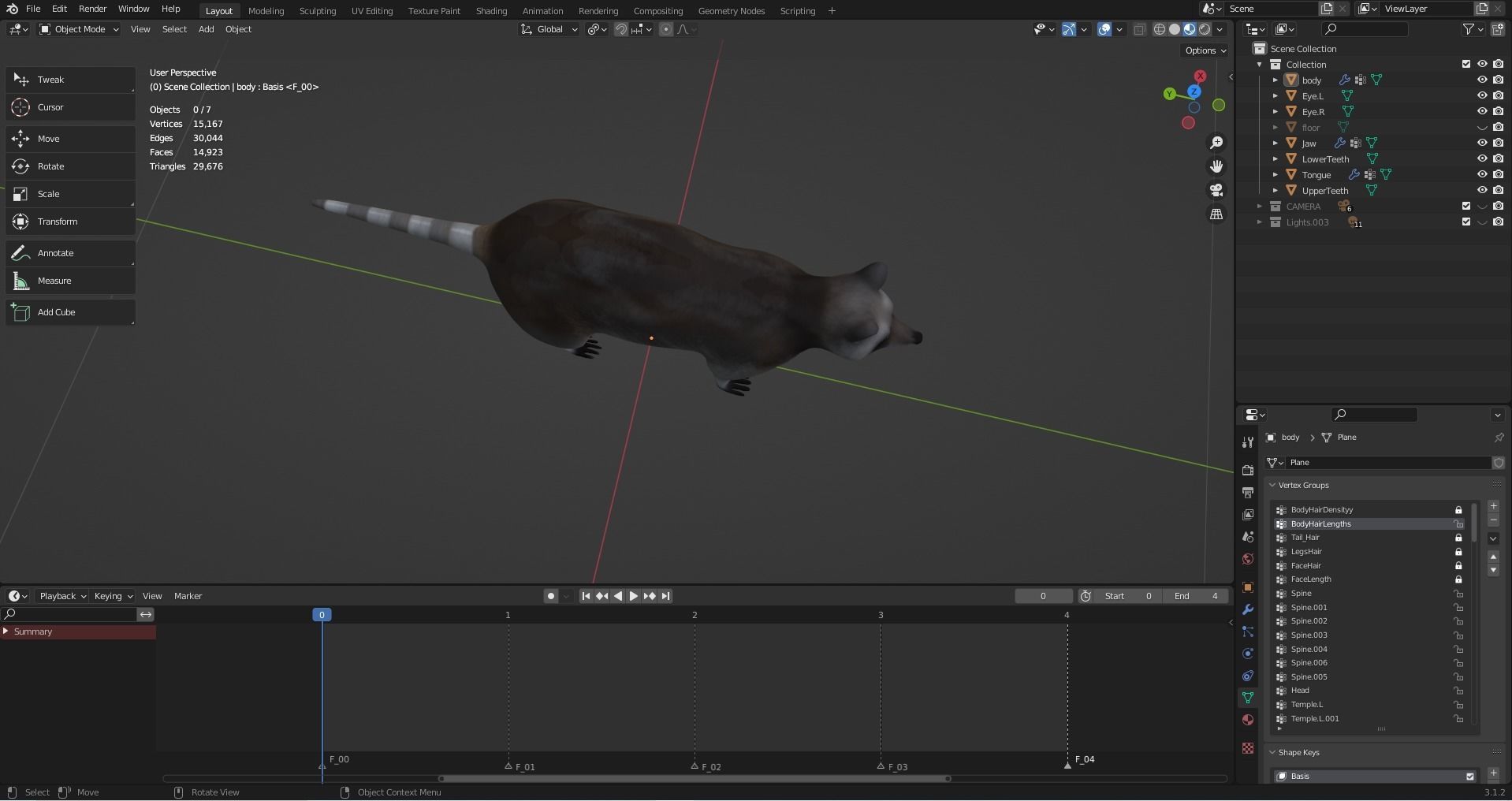 3D model Fur Raccoon Grey Rigged in Blender VR / AR / low-poly | CGTrader