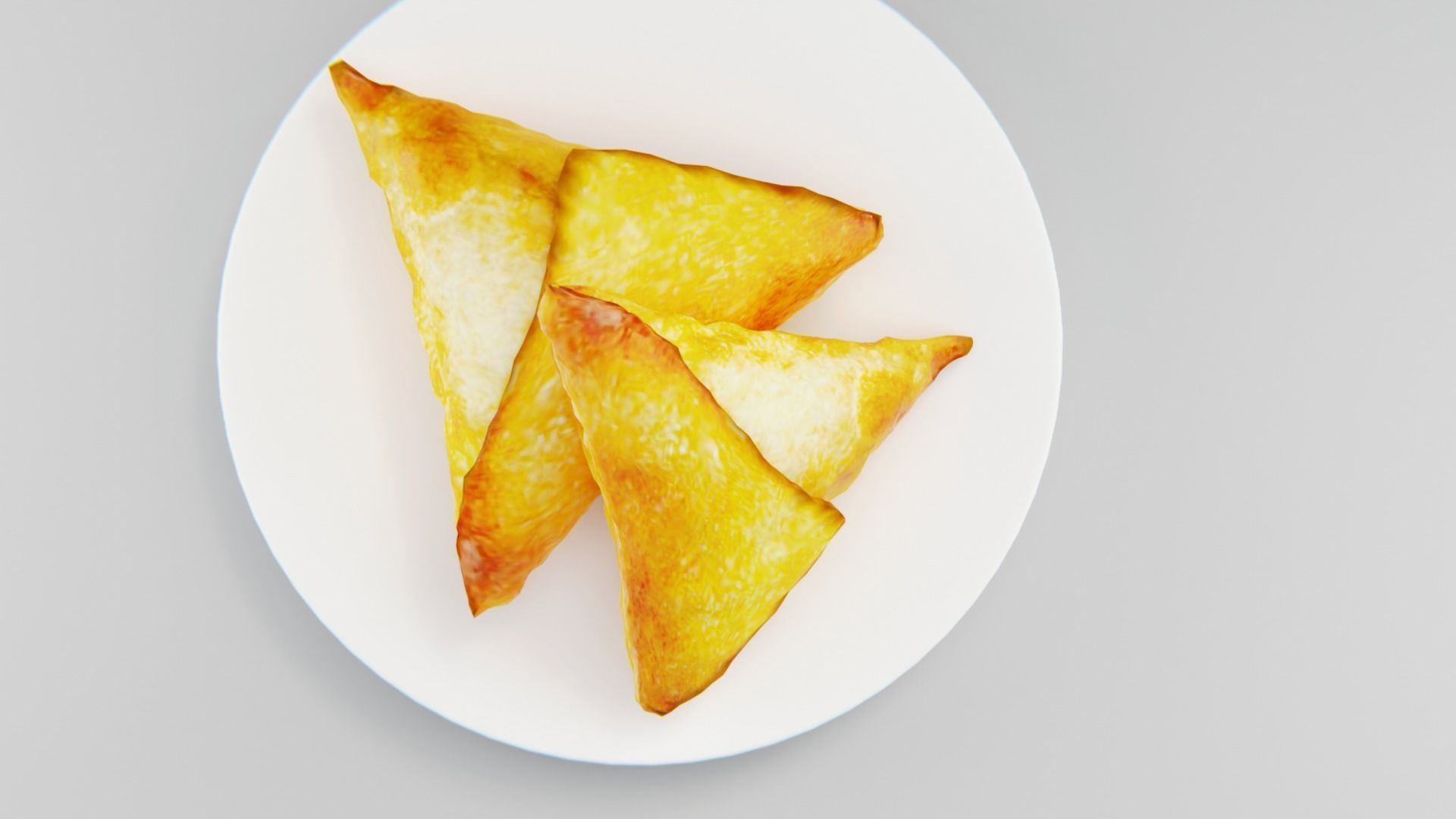 3D model SAMOSA fried triangles on plate VR / AR / low-poly | CGTrader