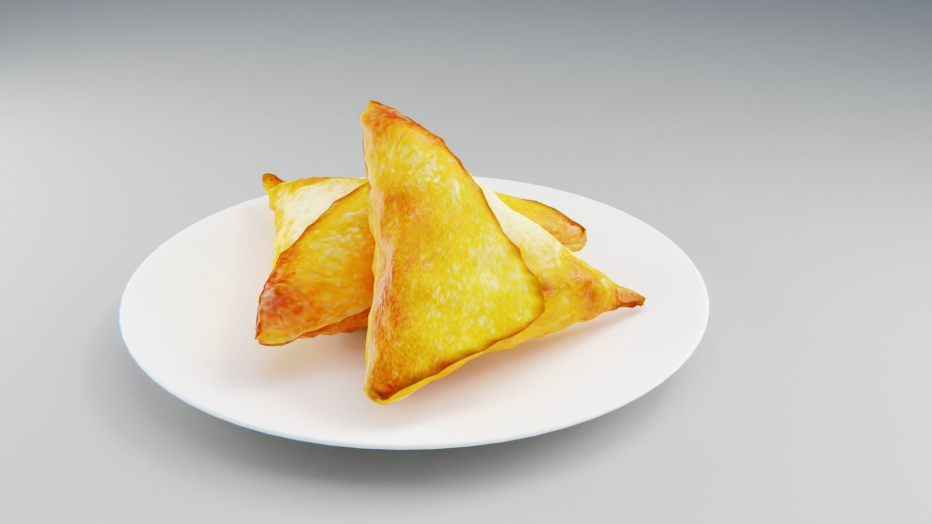 3D model SAMOSA fried triangles on plate VR / AR / low-poly | CGTrader