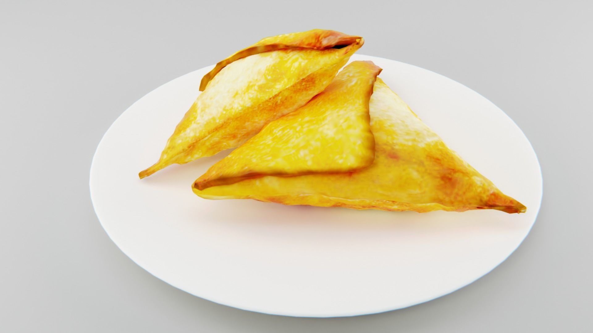 3D model SAMOSA fried triangles on plate VR / AR / low-poly | CGTrader