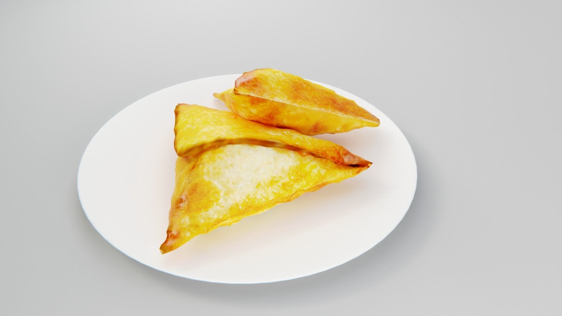 3D model SAMOSA fried triangles on plate VR / AR / low-poly | CGTrader