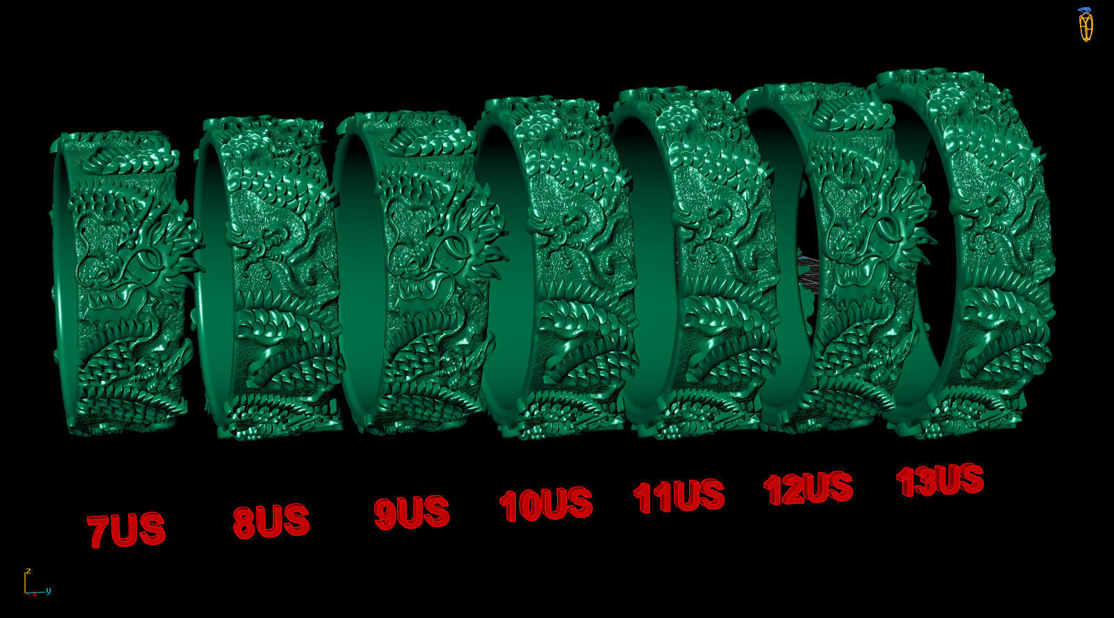 Chinese Dragon Tattoo Style Pattern Wedding Band 3D model 3D printable ...