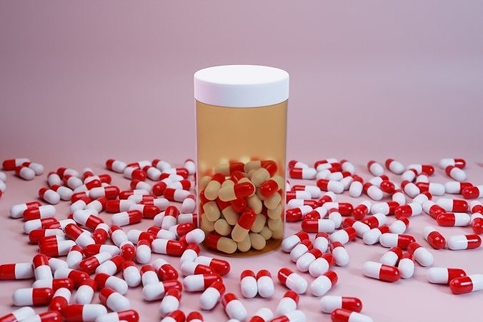3D model Low-Poly Pill Red-White VR / AR / low-poly | CGTrader