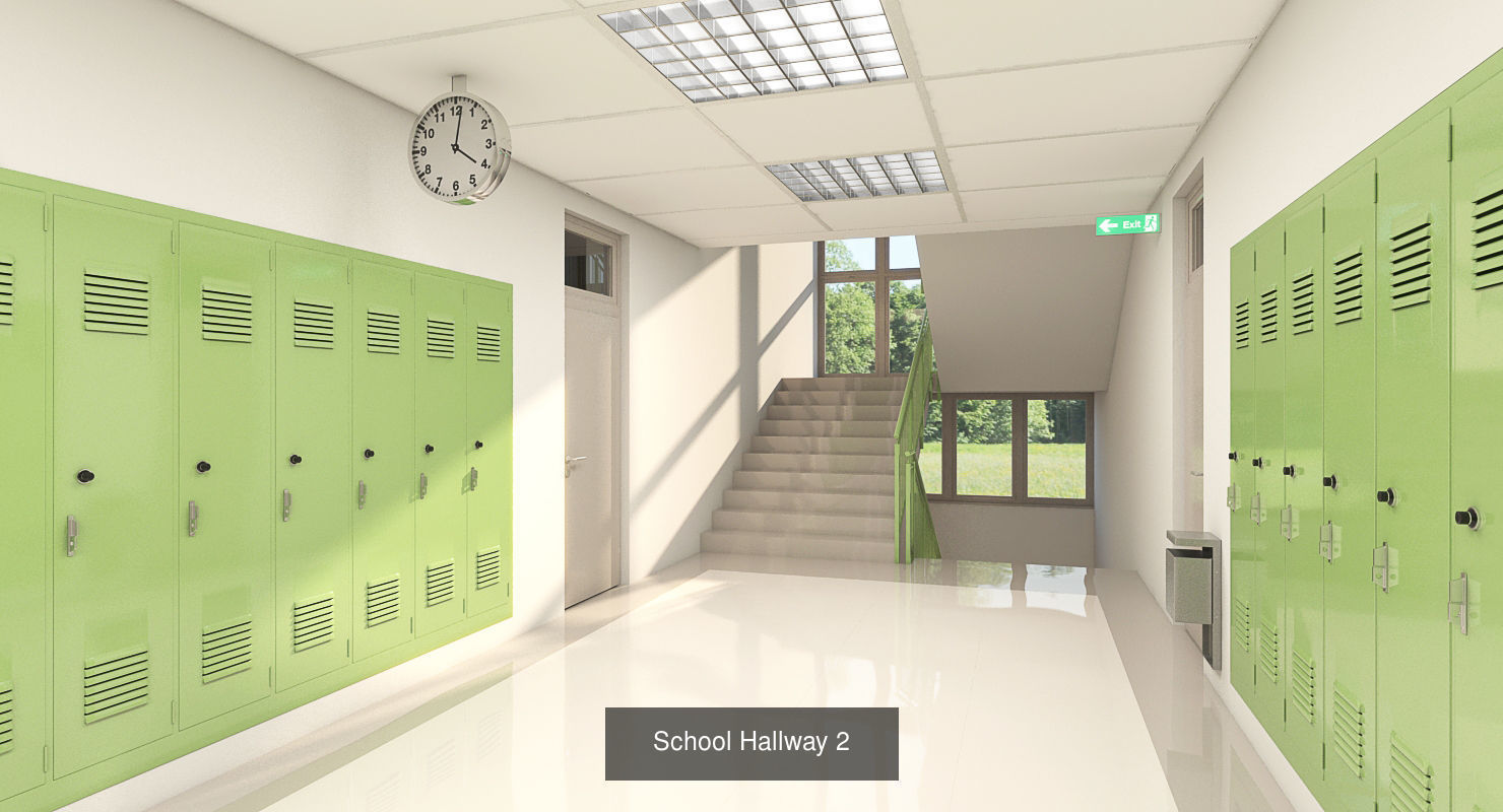 School Collection 2 lockers wall decal | CGTrader