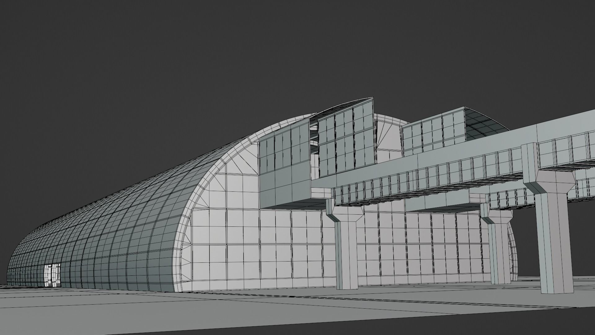 Monorail station with trains 3D model | CGTrader