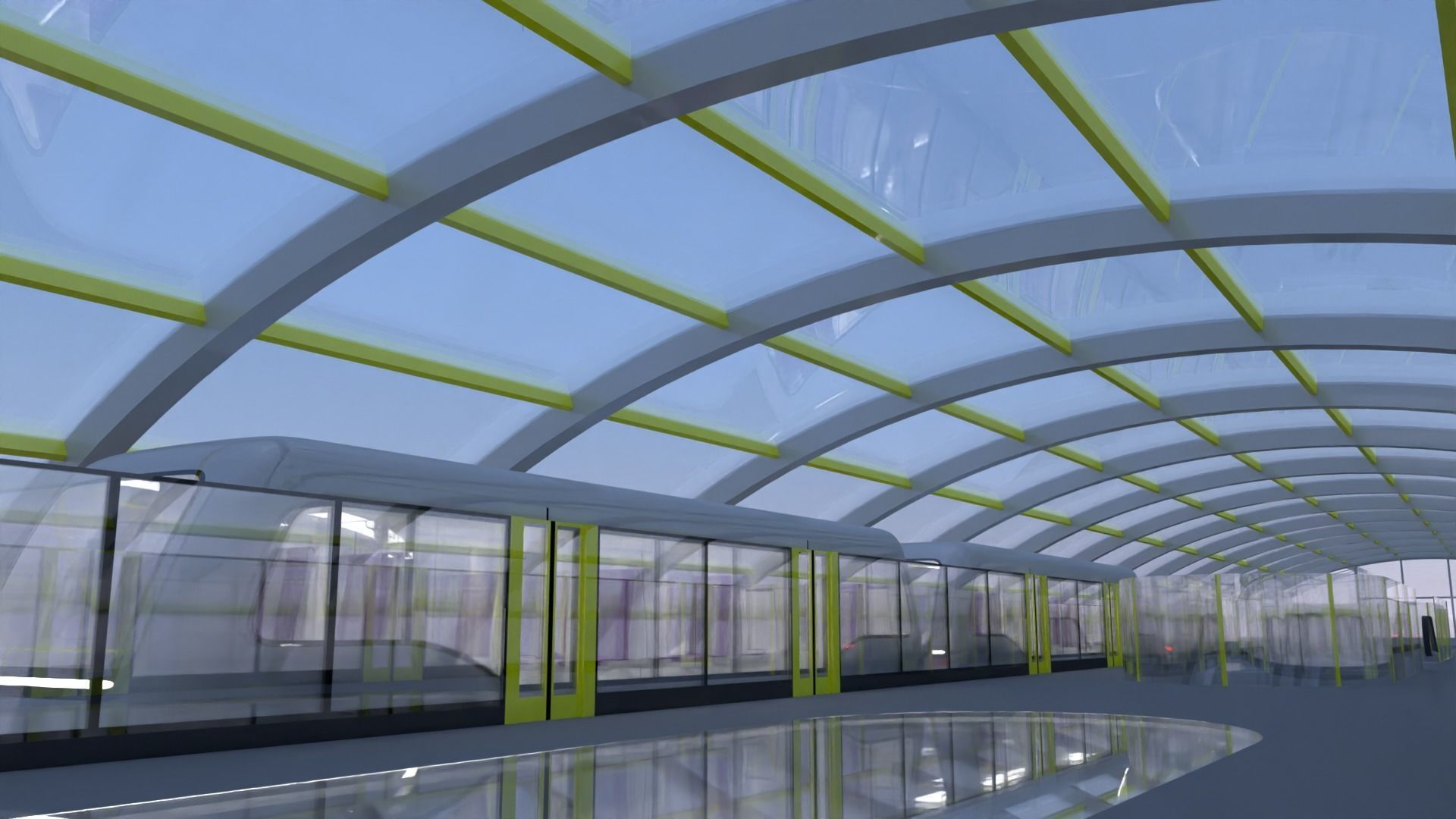 Monorail station with trains 3D model | CGTrader