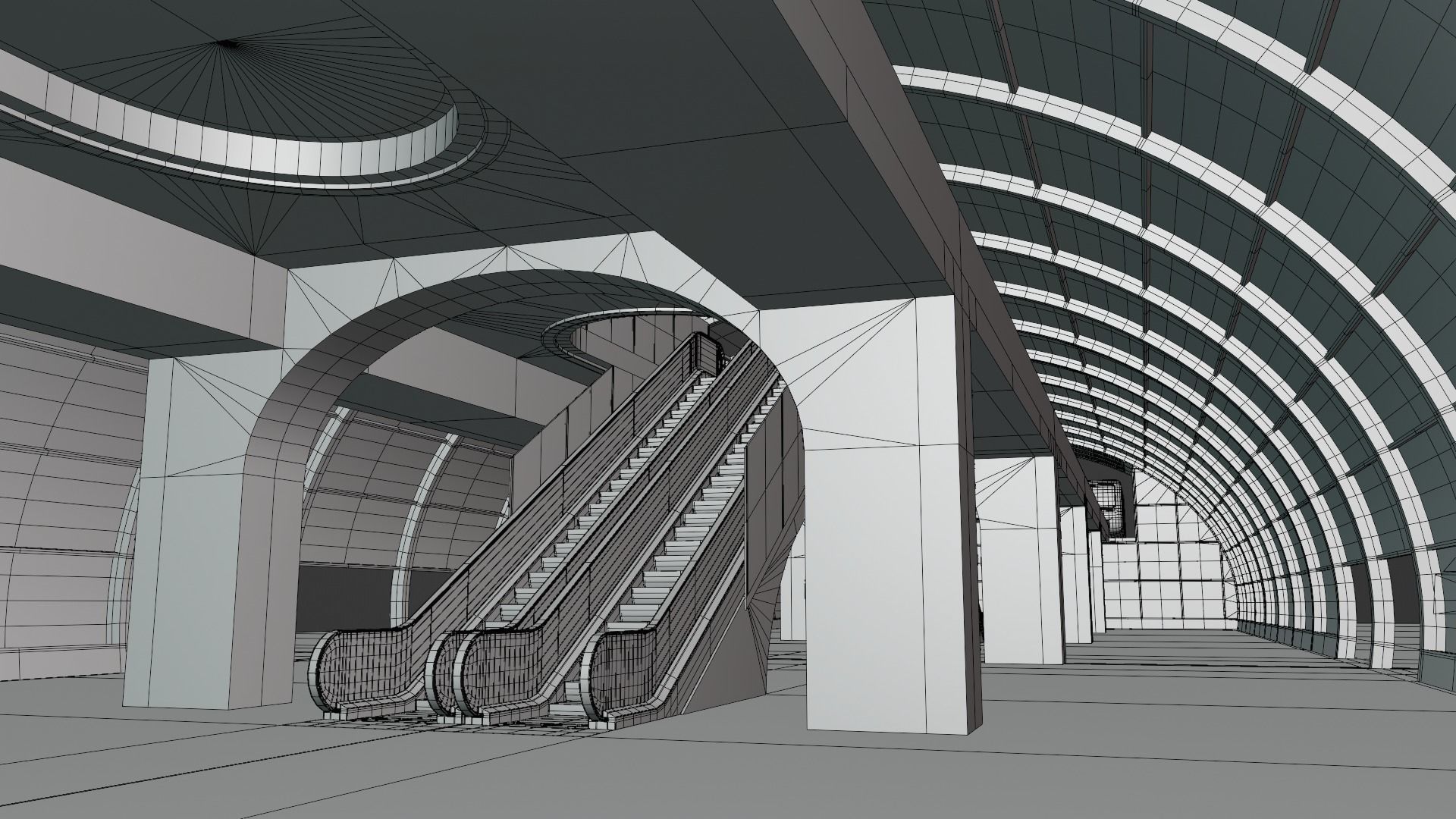 Monorail station with trains 3D model | CGTrader