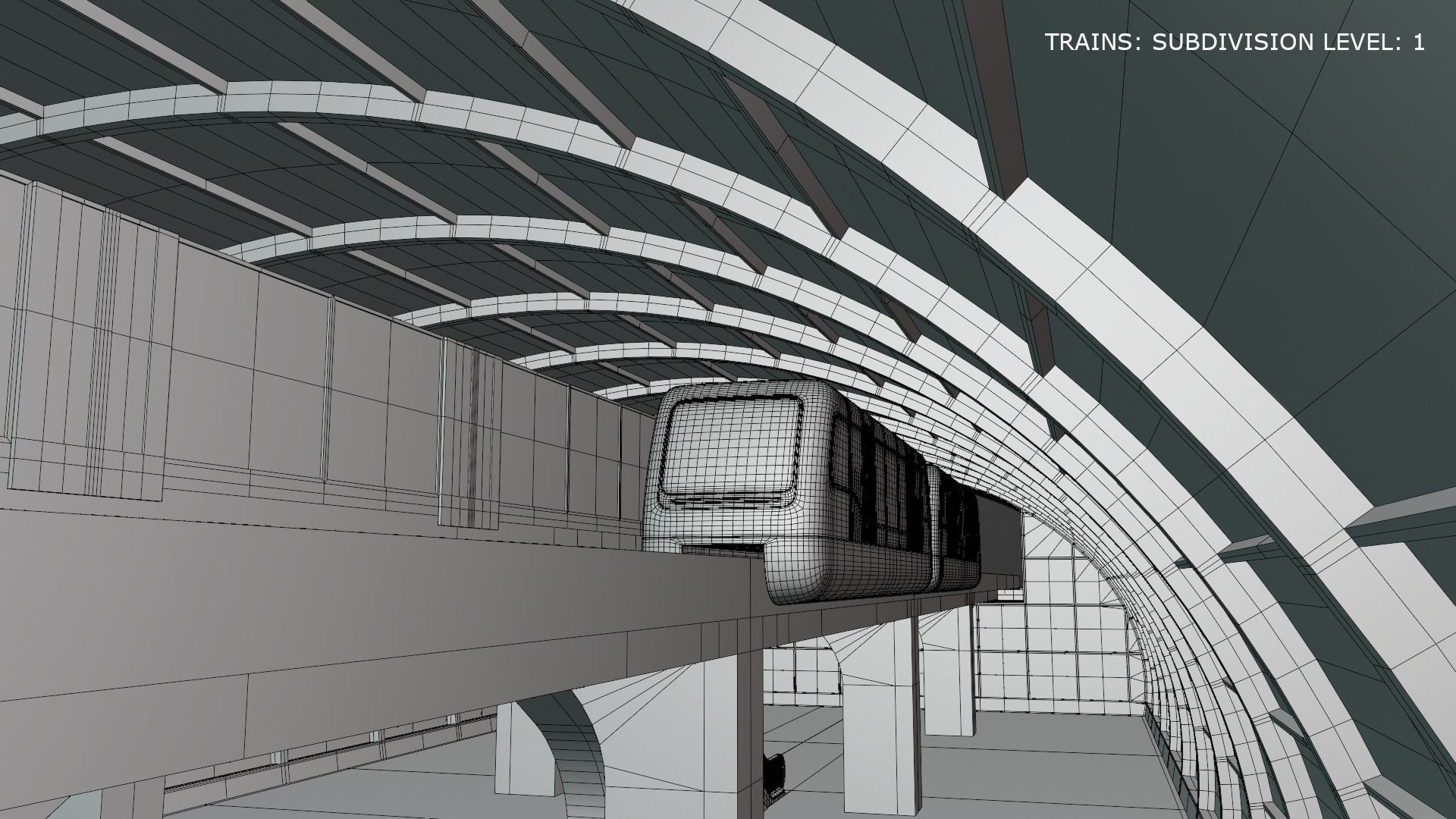 Monorail station with trains 3D model | CGTrader