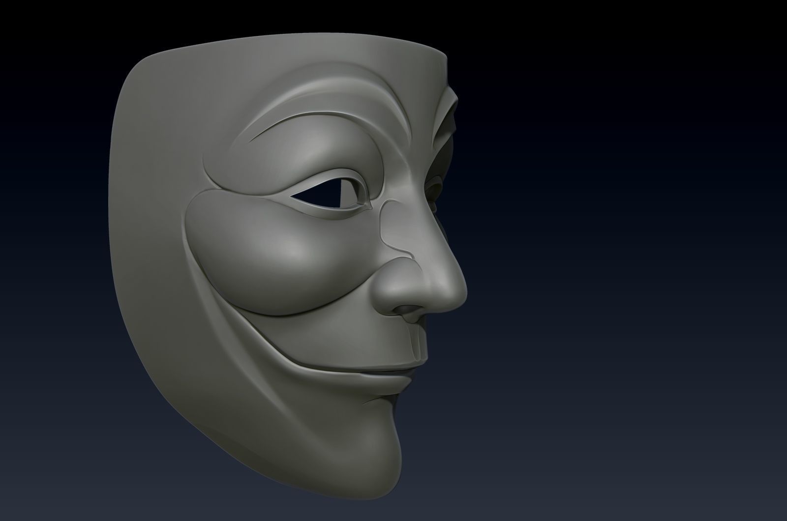 V for vendetta mask zbrush high model 3D model | CGTrader