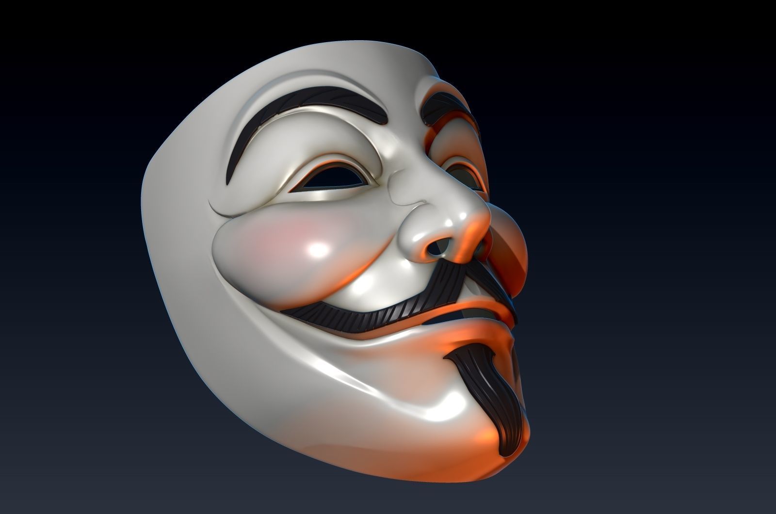 V for vendetta mask zbrush high model 3D model | CGTrader