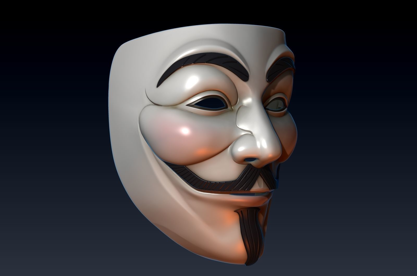 V for vendetta mask zbrush high model 3D model | CGTrader
