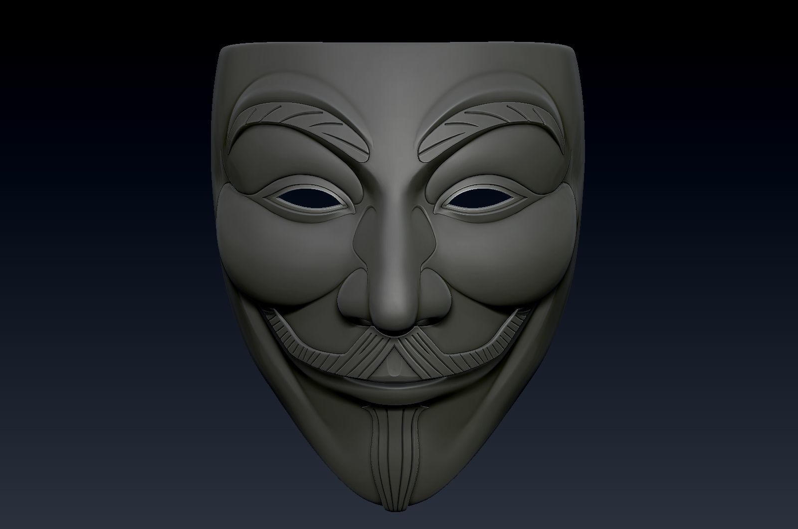 V for vendetta mask zbrush high model 3D model | CGTrader