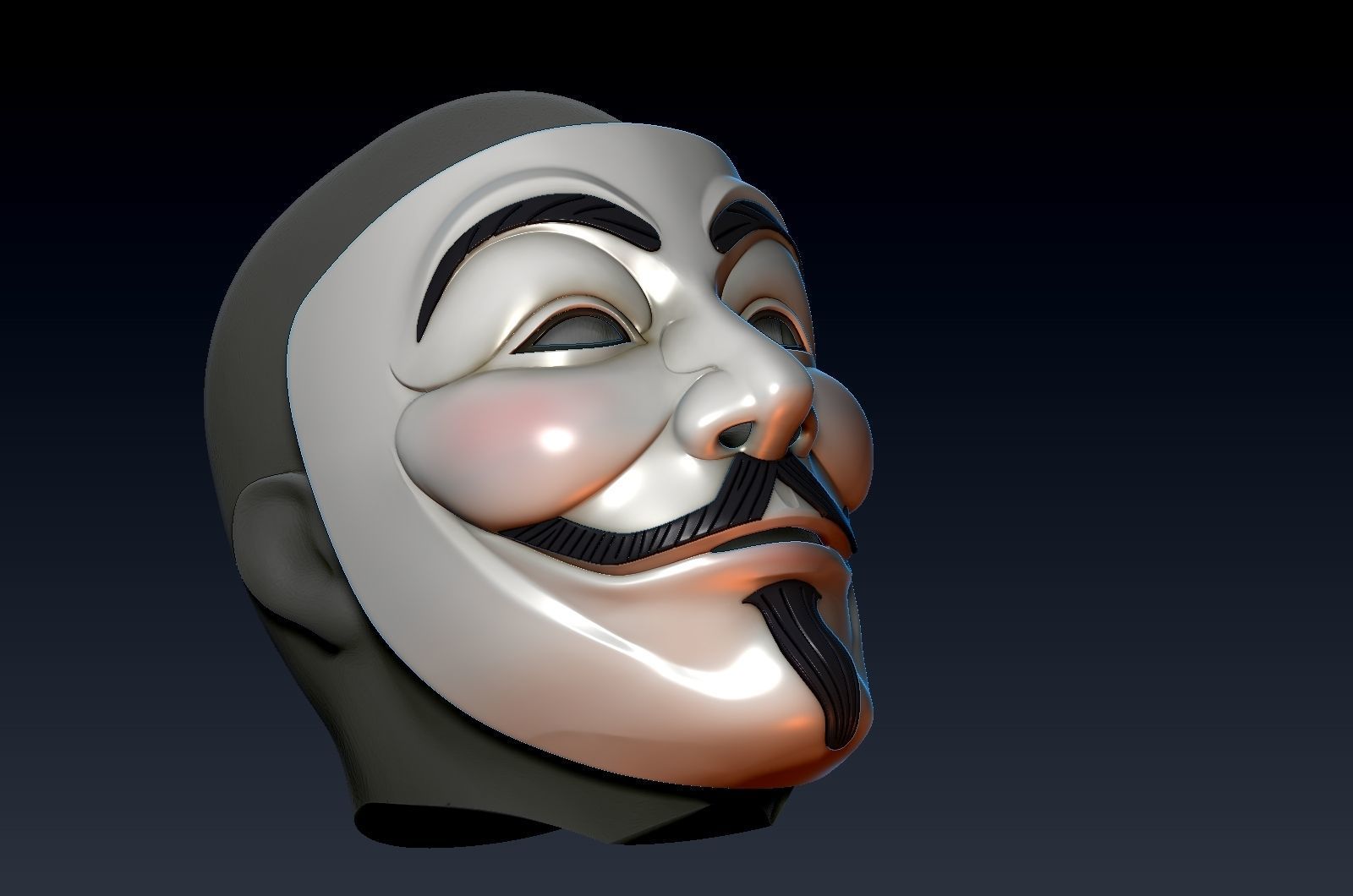 V for vendetta mask zbrush high model 3D model | CGTrader