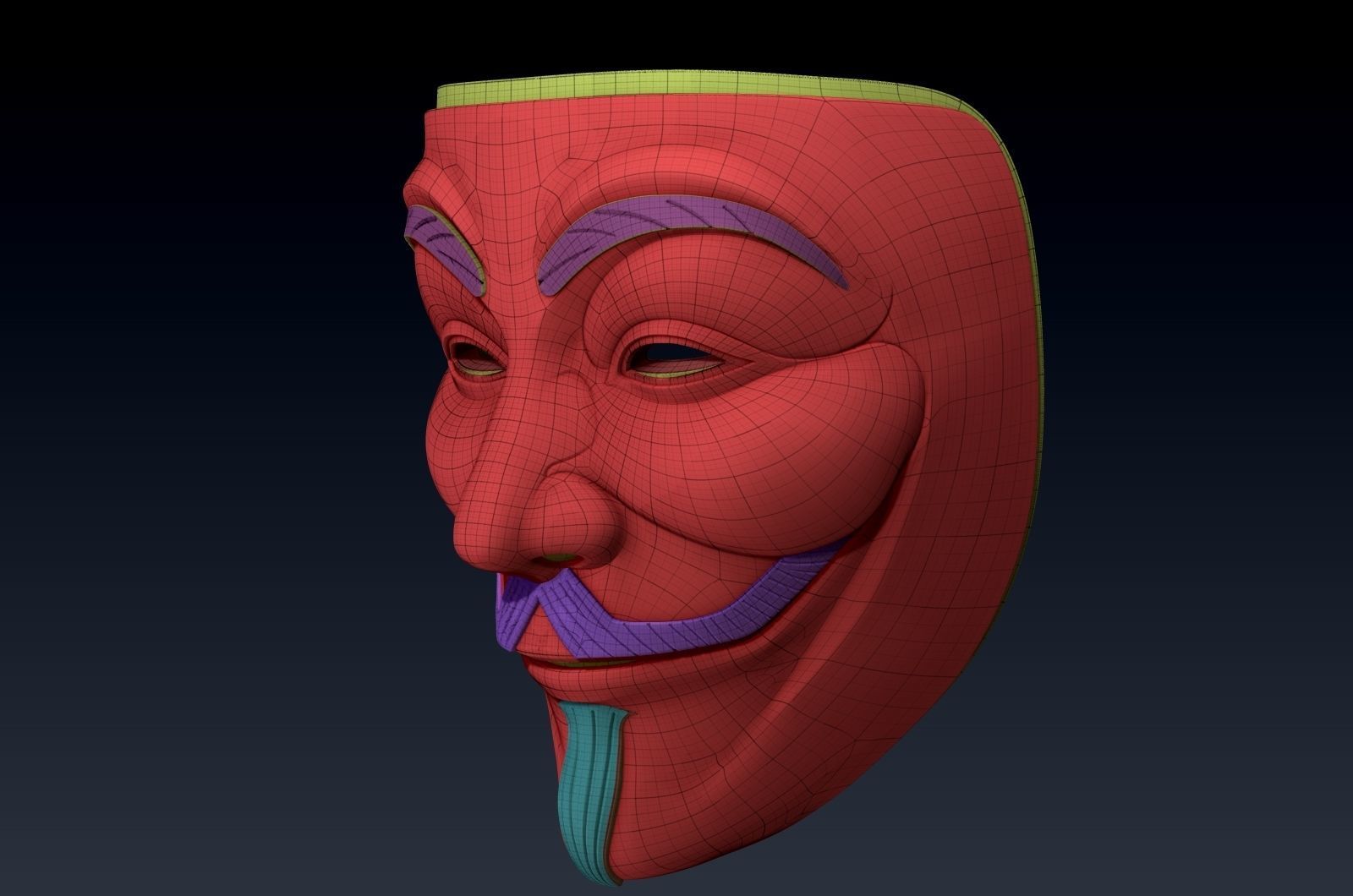 V for vendetta mask zbrush high model 3D model | CGTrader