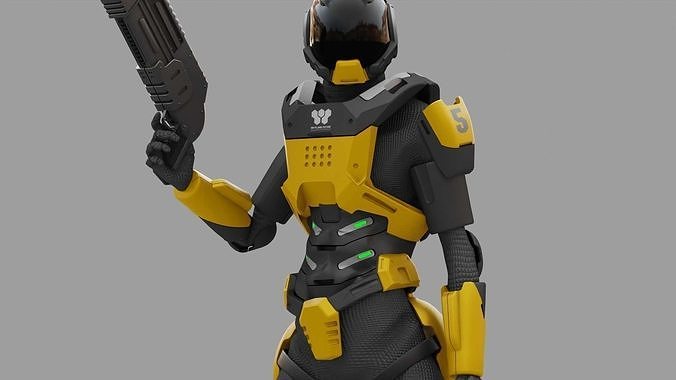 SCI-FI TROOPER RIGGED 3D model rigged | CGTrader