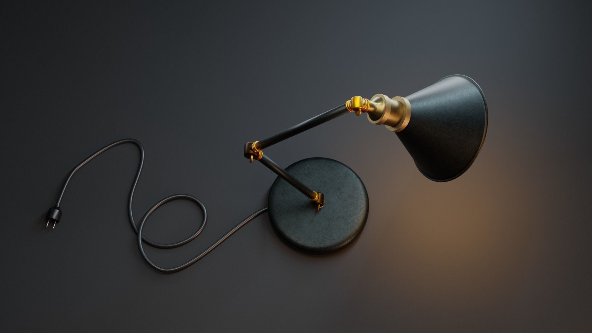 3D model Vintage Desk Lamp - Black and Gold - Metal VR / AR / low-poly ...