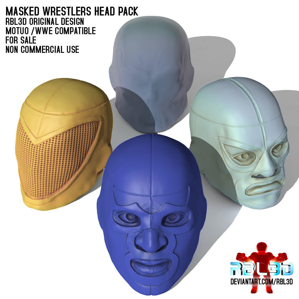 Masked Wrestlers Heads pack 1 -Motuo and WWE compatible- 3D model 3D ...