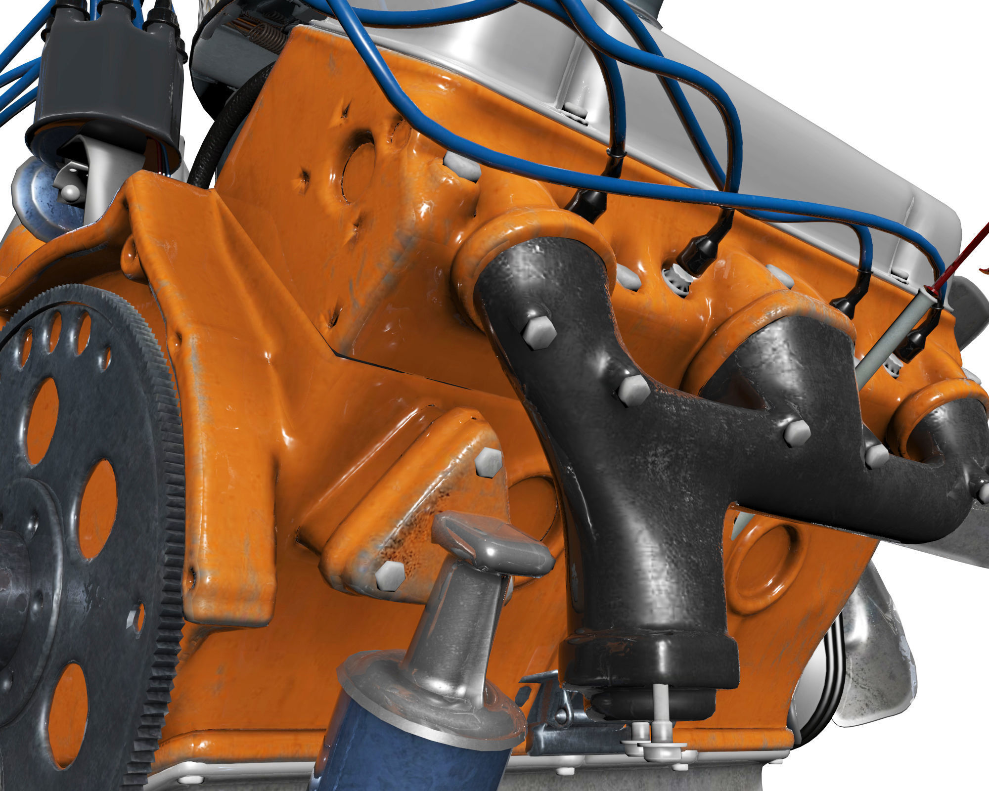 Pontiac V8 Engine Animated Model Midpoly 3D model animated | CGTrader