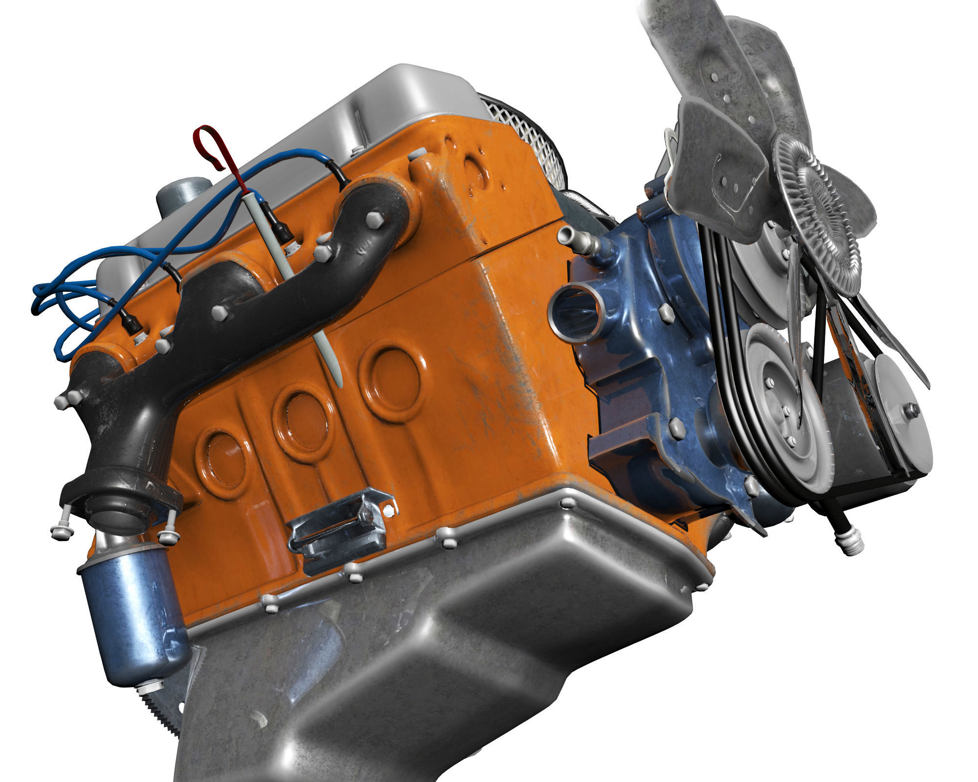 Pontiac V8 Engine Animated Model Midpoly 3D model animated | CGTrader